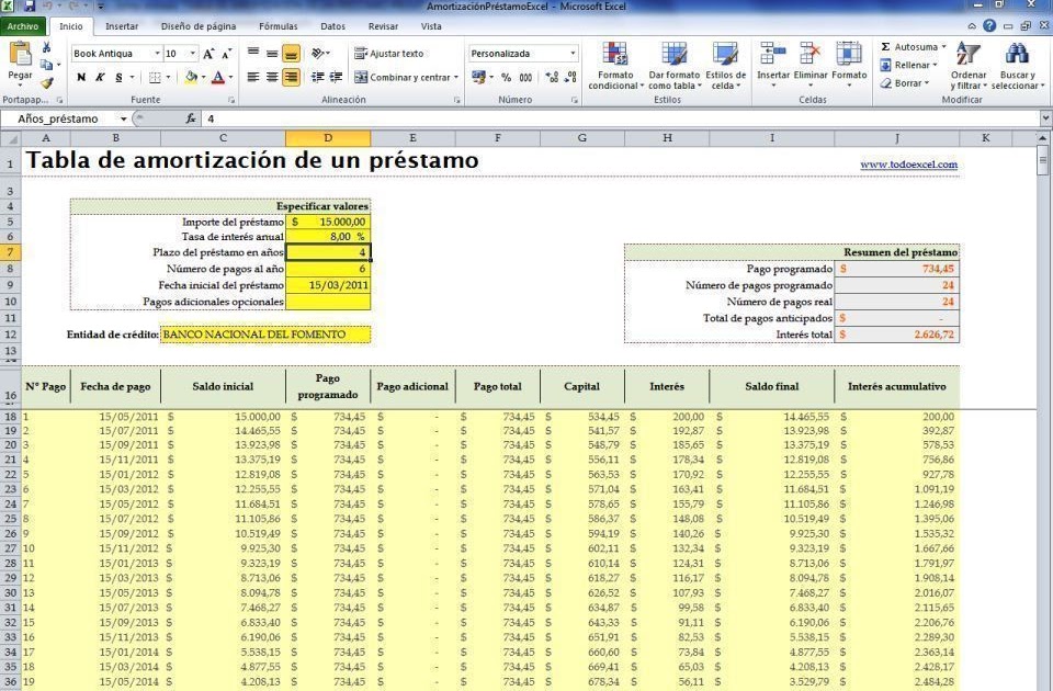 Tabla De Amortizacion En Excel Gratis at Craig Grider blog